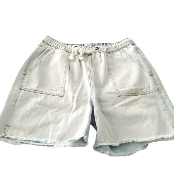 easel | Shorts | Easel Light Washed Pullon Denim Shorts Womens Sz L ...